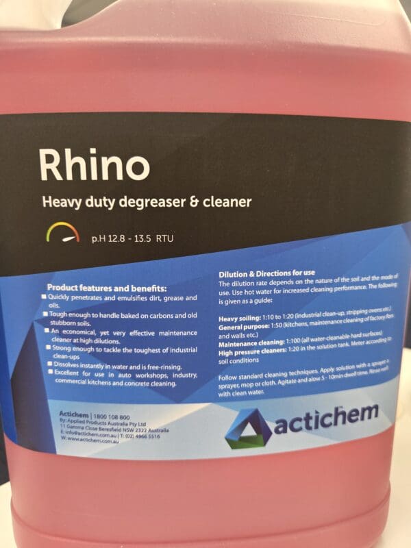 Heavy duty degreaser & cleaner - Rhino Actichem 5ltr | Excellent ...
